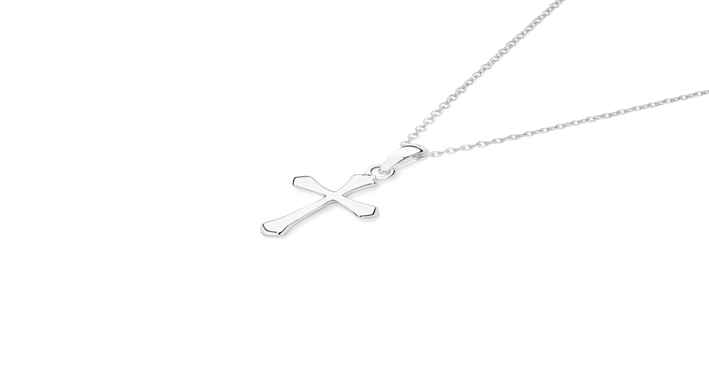 Silver Small Dia-cut Tapered Cross Pendant | Prouds