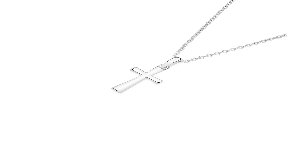 Silver Small Domed & Flared Cross Pendant | Prouds