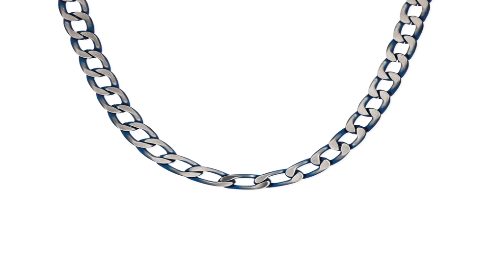 Steel 60cm Blue Plate Curb Chain | Prouds
