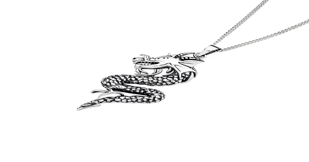 Sterling Silver Dragon Pendant | Prouds